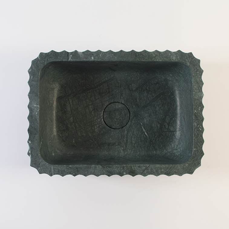 Fluted Verde Green Marble Rectangular Honed Stone Basin 1330 - Marble ...