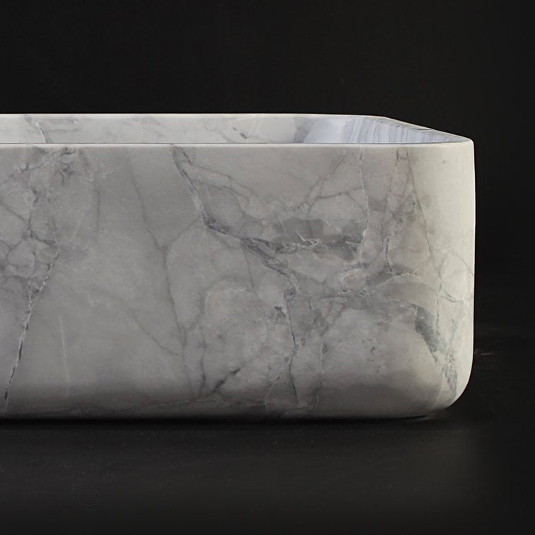 Super White Granite Honed Rectangular Stone Basin
