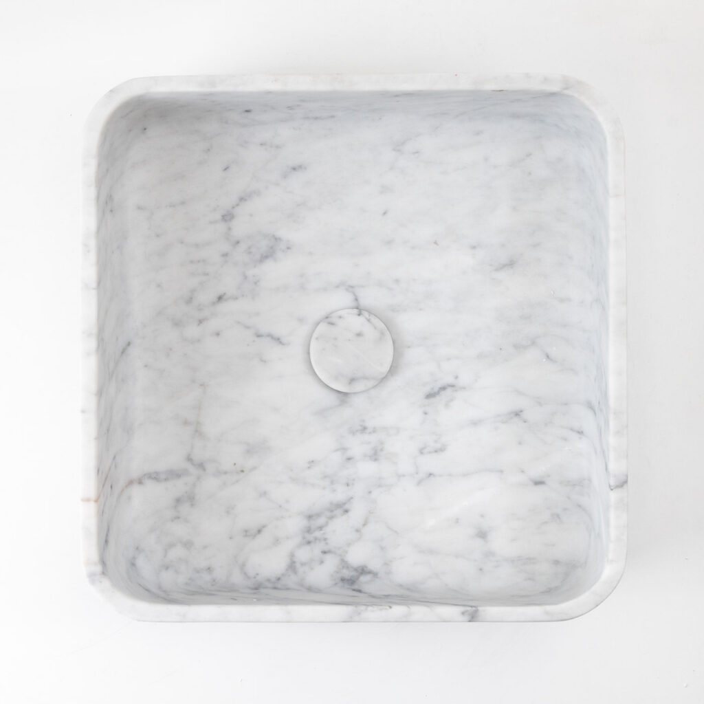 Italian Bianco Carrara Marble Square Honed Stone Basin